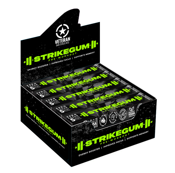 StrikeGum - Tray (5 Pieces of Gum Per Pack - 15 Packs) - Spearmint Spe